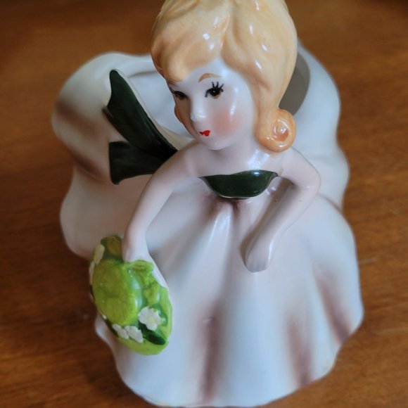 Relpo | Accents | Vintage 95 Ceramic Relpo Planter Girl With Ruffled ...